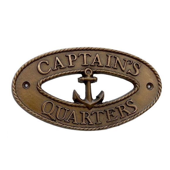 nauticaldecor | Accents | Antique Brass Captains Quarters Oval Sign ...